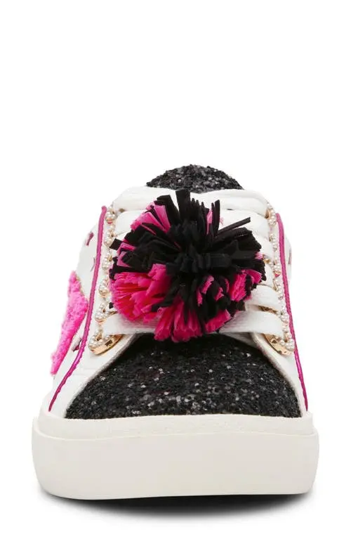Betsey Johnson Piper Cheer Sneaker With Pompom Embellishment