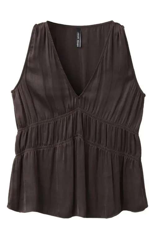 Mango Ruched V-neck Top