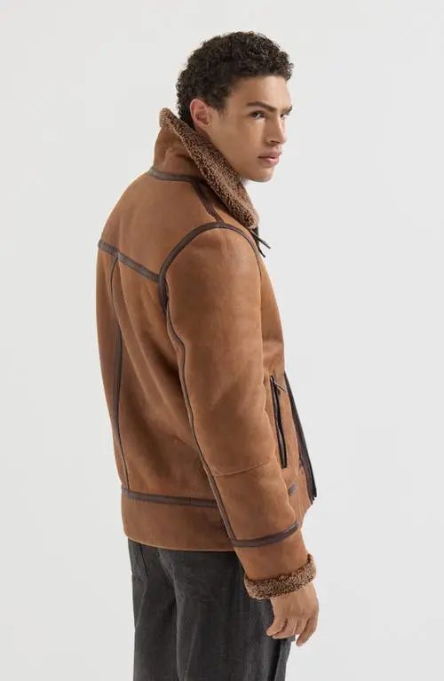 Brunello Cucinelli Vintage-effect Shearling Aviator Jacket
