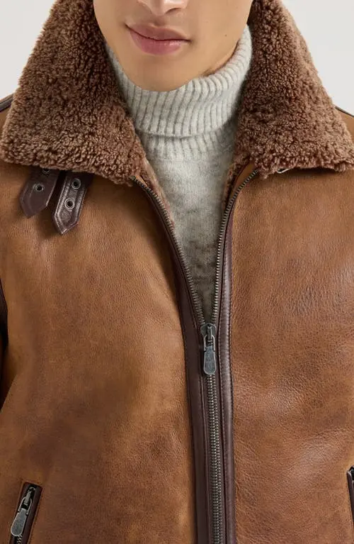 Brunello Cucinelli Vintage-effect Shearling Aviator Jacket