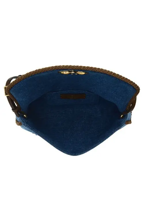 Valentino Garavani Small Devain Embroidered Denim Shoulder Bag