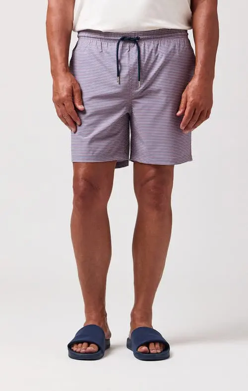 Stone Rose Horizontal Striped Swim Trunk - Medium Pink