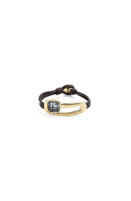 UNODE50 Leather Bracelet With Black Details And Crystal - Gold