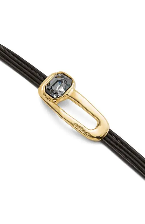 UNODE50 Leather Bracelet With Black Details And Crystal - Gold