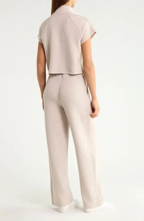 Spanx Pintucked Half-zip Jumpsuit - Bone Heather
