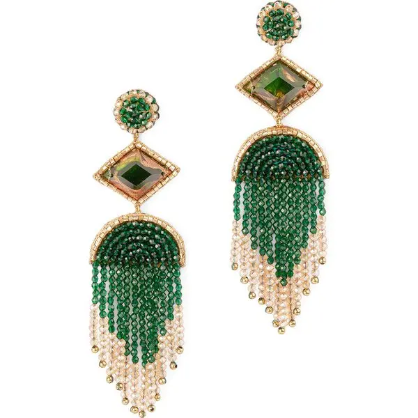 Deepa Gurnani Sneha Chandelier Earrings - Emerald