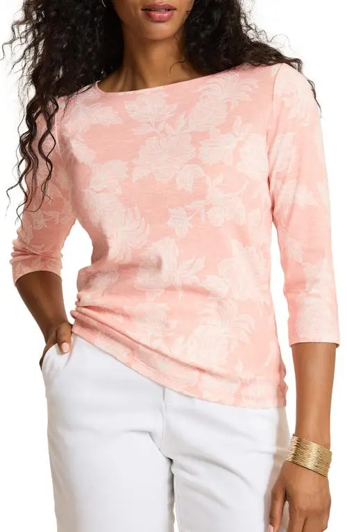 Tommy Bahama Ashby Isles Breezy Blooms Bateau Neck T-shirt - Bleached Coral