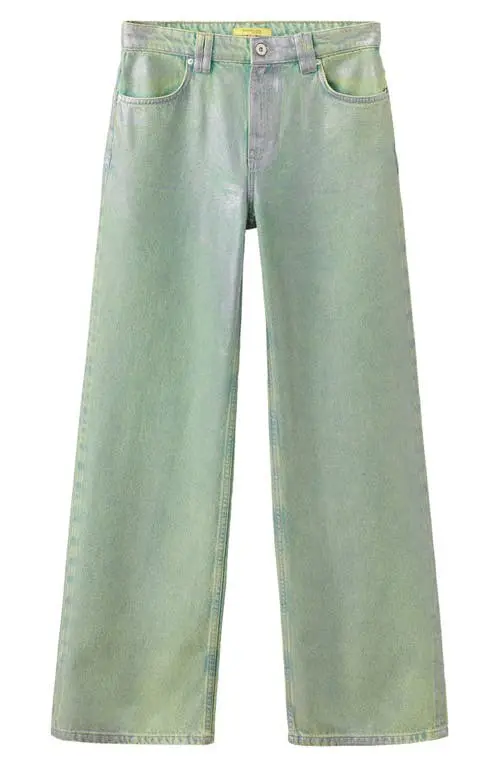 Mango Coated Wide Leg Jeans