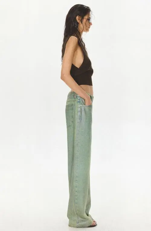 Mango Coated Wide Leg Jeans