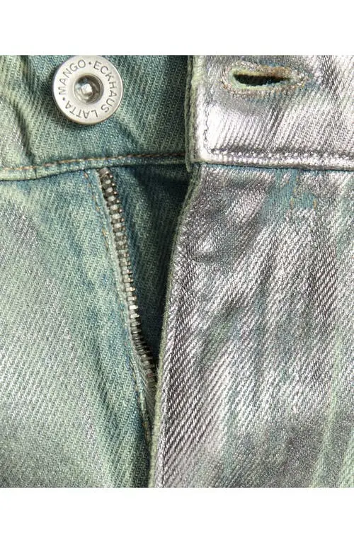 Mango Coated Wide Leg Jeans