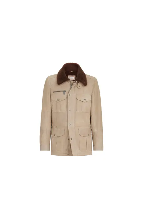 Brunello Cucinelli Waxed Shearling Safari Jacket