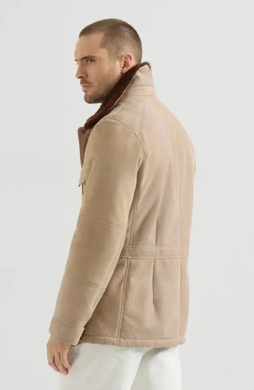 Brunello Cucinelli Waxed Shearling Safari Jacket