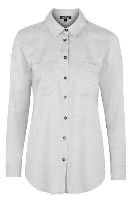 Topshop Herringbone Chambray Shirt
