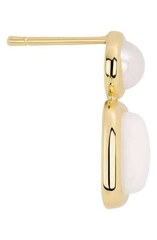 ATHRA LUXE Lapis And Imitation Pearl Drop Earrings - White Gold