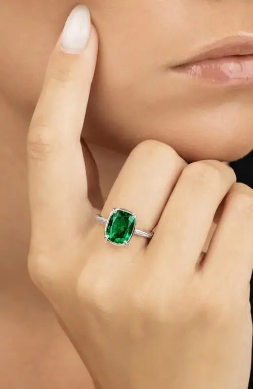 Sterling Forever Sterling Mini Emerald Ring - Silver