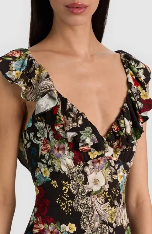 Alice + Olivia Gemma Ruffle Hem Midi Dress