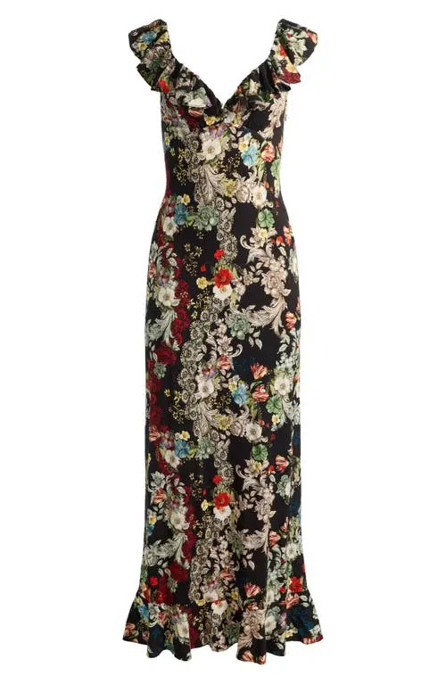 Alice + Olivia Gemma Ruffle Hem Midi Dress