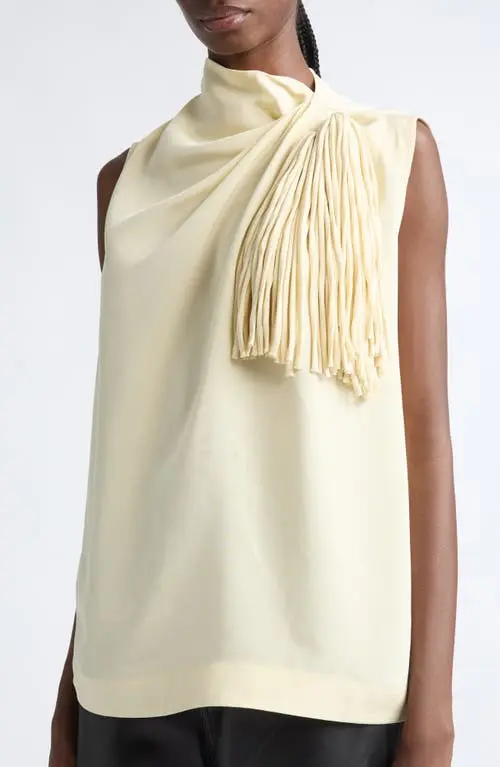 Altuzarra Alden Fringe Silk Top - Macadamia