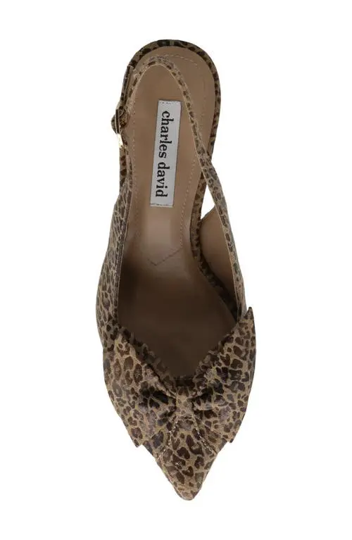 CHARLES DAVID Antella Faux Leather Slingback Pump - Tan-dark Brown-leopard