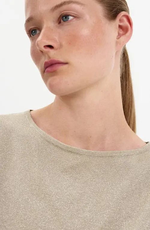 Mango Metallic Knit Boat Neck Top