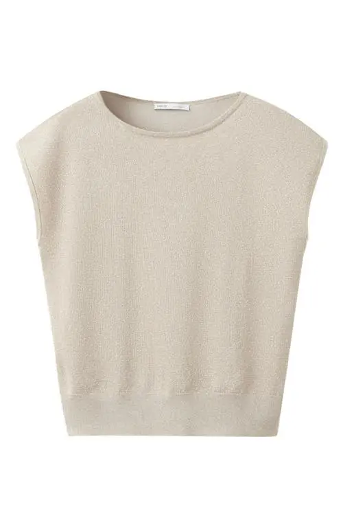 Mango Metallic Knit Boat Neck Top