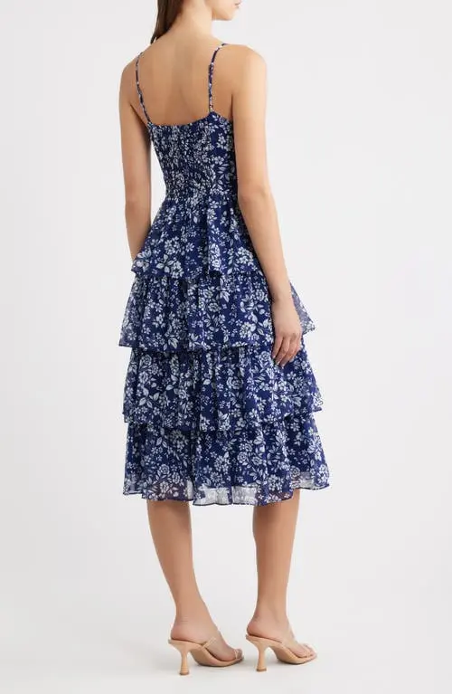 EMERALD SUNDAE Floral Tiered Midi Dress