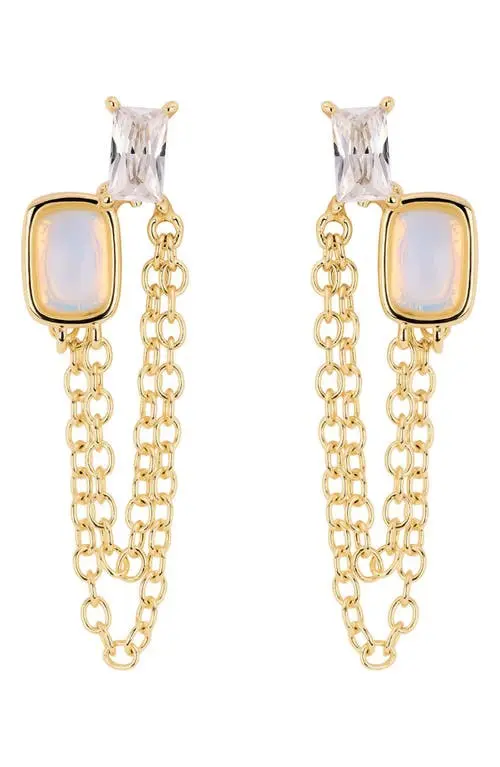 ATHRA LUXE Plated Cubic Zirconia And Lapis Lazuli Drop Earrings - Gold