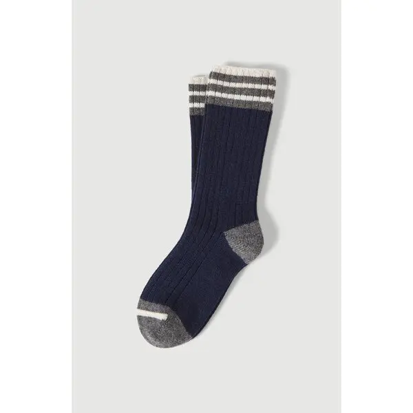Brunello Cucinelli Cashmere Rib Knit Socks - Navy Blue