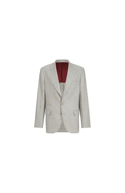 Brunello Cucinelli Silk And Cashmere Cavalry Tweed Deconstructed Blazer With Large Peak Lapels