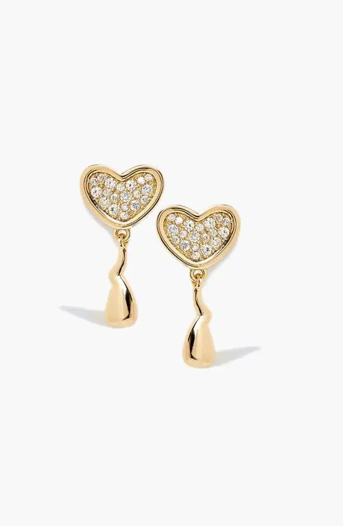 YOJ Heart Midi Crystal Face On Stud Earrings
