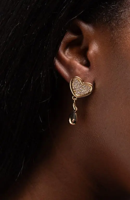 YOJ Heart Midi Crystal Face On Stud Earrings
