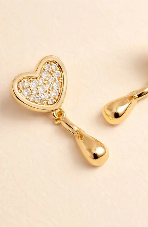 YOJ Heart Midi Crystal Face On Stud Earrings