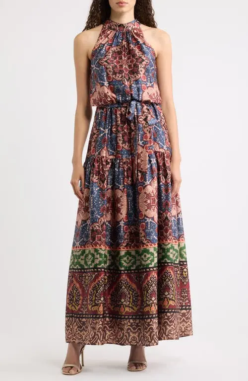 Julia Jordan Print Sleeveless Tiered Maxi Dress