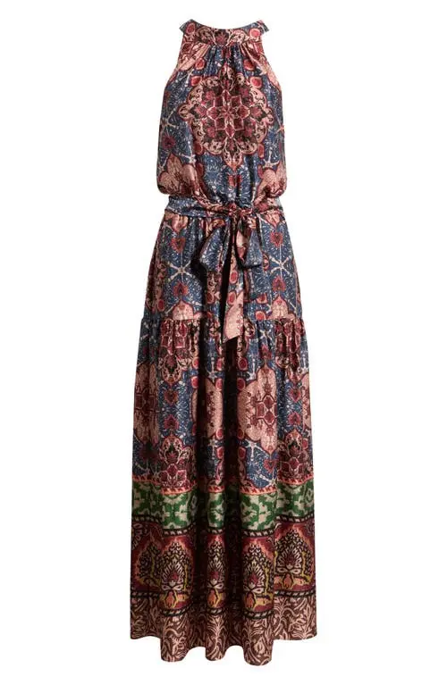 Julia Jordan Print Sleeveless Tiered Maxi Dress