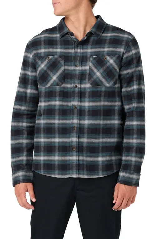O'Neill Coastline Plaid Stretch Cotton Flannel Button-up Shirt - Black