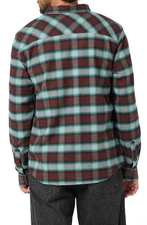 O'Neill Coastline Plaid Stretch Cotton Flannel Button-up Shirt - Chocolate
