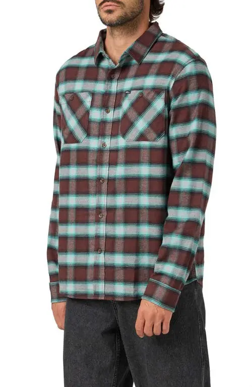 O'Neill Coastline Plaid Stretch Cotton Flannel Button-up Shirt - Chocolate