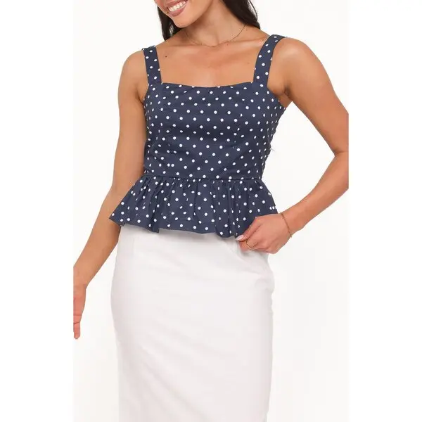 PETAL & PUP Paula Dot Ruffle Sleeveless Top