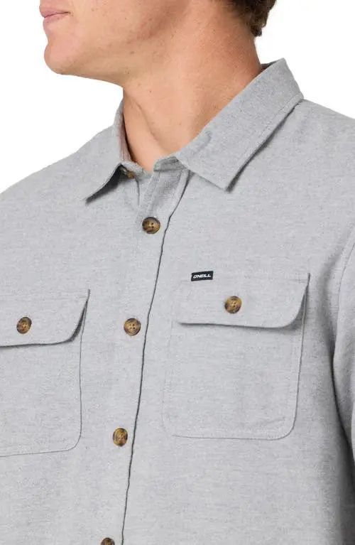 O'Neill Regent Solid Cotton Flannel Button-up Shirt - Heather Grey