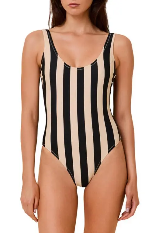Solid & Striped The Annemarie Striped One-piece Swimsuit - Noir/khaki