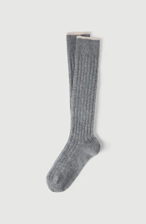 Brunello Cucinelli Cashmere Rib Knit Socks - Medium Grey