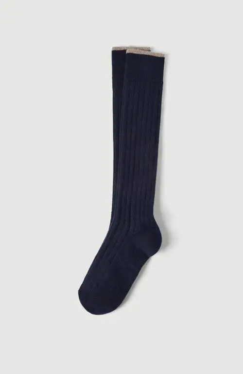 Brunello Cucinelli Cashmere Rib Knit Socks - Navy Blue