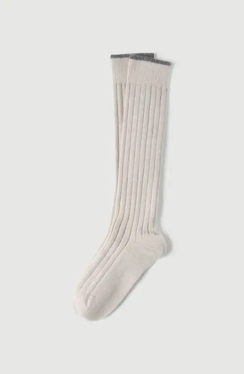 Brunello Cucinelli Cashmere Rib Knit Socks - Sand