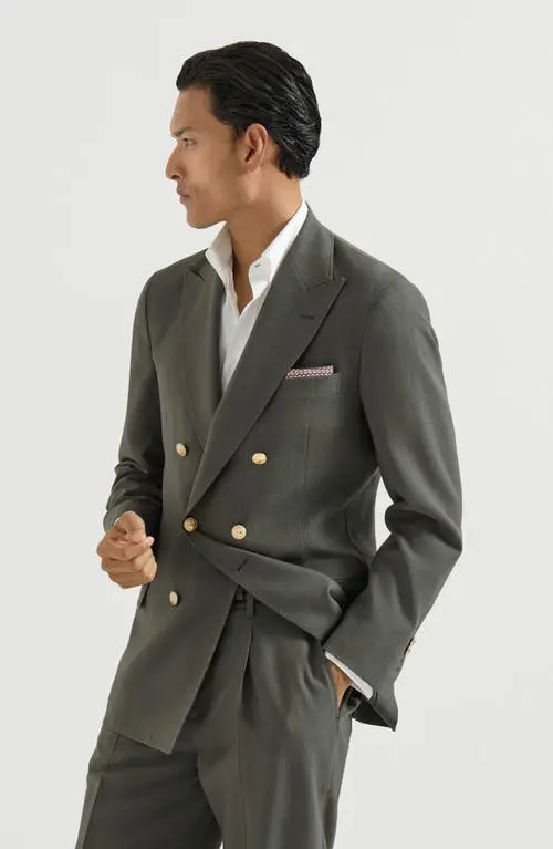 Brunello Cucinelli Virgin Wool Canvas One-and-a-half Breasted Deconstructed Blazer With Metal Buttons