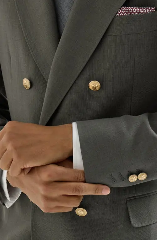 Brunello Cucinelli Virgin Wool Canvas One-and-a-half Breasted Deconstructed Blazer With Metal Buttons
