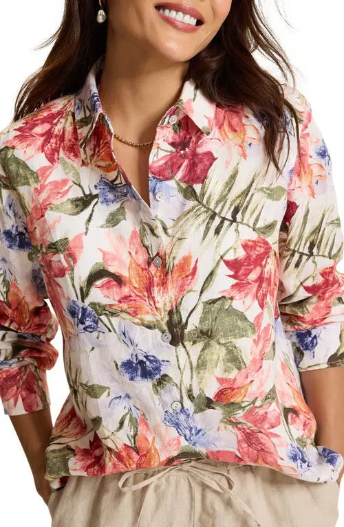 Tommy Bahama Coastalina Island Bloom Relaxed Linen Shirt - Coconut