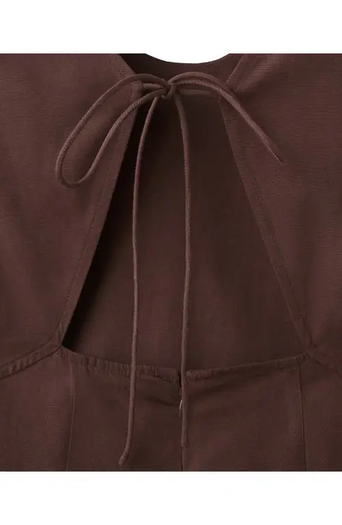 Mango Ruched Side Tie Dress - Brown