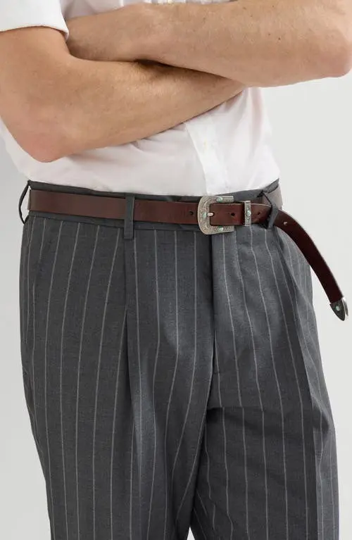 Brunello Cucinelli Super 150s Virgin Wool Wide Chalk Stripe Batavia Trousers - Grey