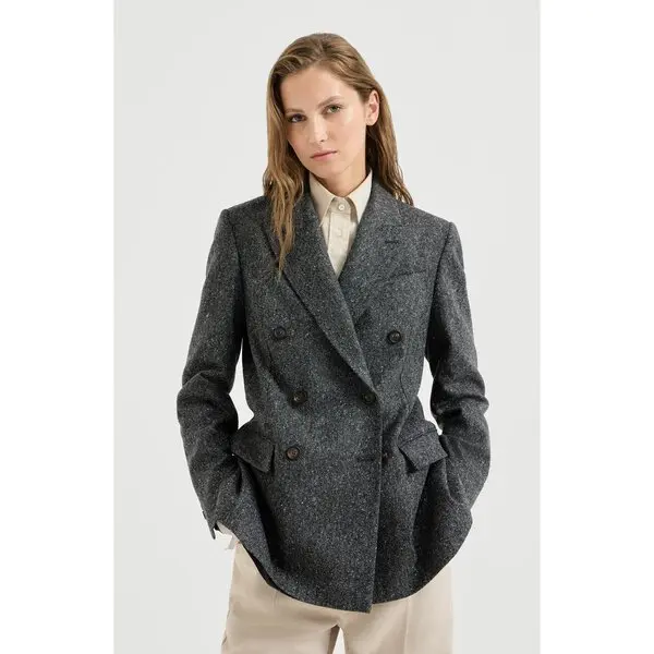 Brunello Cucinelli Virgin Wool Donegal Blazer With Monili