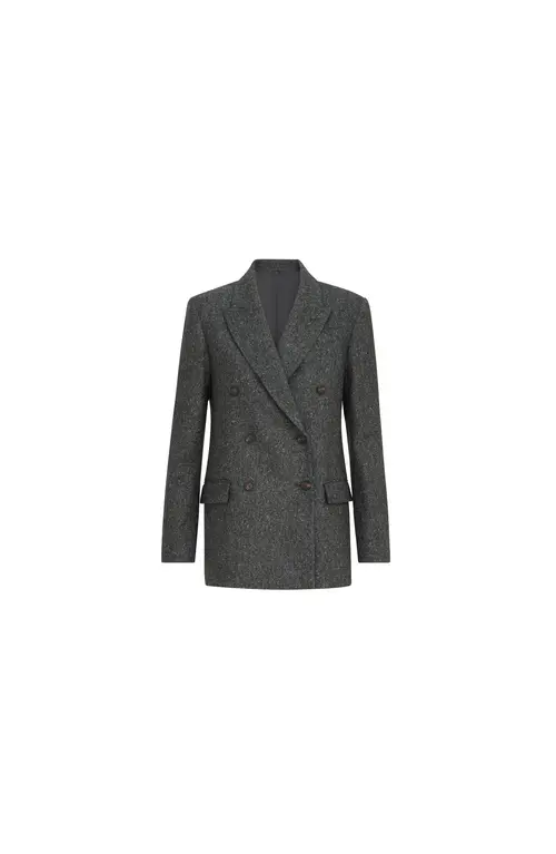 Brunello Cucinelli Virgin Wool Donegal Blazer With Monili